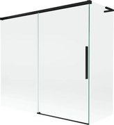 Mexen Rox, L posuvná 2-křídlová vanová zástěna 170 + 70 x 150 cm, 8mm čiré sklo, černý matný profil, 8C9L-170-070-70-00