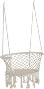 Outsunny Boho Chic Styl Zahradní Houpací Síť, Polyester a Makramé Zavěšené Křeslo pro Vnitřní a Venkovní Použití, Krémové, 80x60x36cm | Aosom