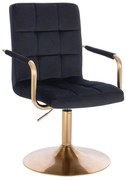 LuxuryForm DESIGN Otočná židle VERONA GOLD VELUR na zlatém talíři - černá