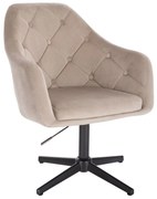 LuxuryForm DESIGN Otočné křeslo ANDORA VELUR na černém kříži - latte