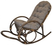 Axin Trading Ratanové houpací křeslo Jenaira hnědé s polstrem Polstr: Šedý melír