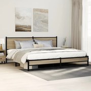 Kovový rám postele bez matrace dub sonoma 193 x 203 cm 3301397