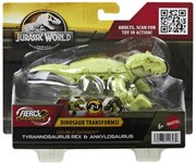 Mattel jurský svět dinosaurus s transformací t-rex a ankylosaurus, hlp08