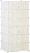 HOMCOM Plastový Stojan na Boty pro 6 Párů Obuvní Box do Předsíně, DIY Stohovatelné Regály Bílý 49 x 36,5 x 108 cm | Aosom