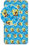 Jerry Fabrics Bavlněné prostěradlo s gumou 90x200 Sponge Bob Kanciastoporty 0937 modrá houba SpongeBob