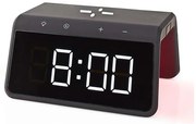 Nedis WCACQ30BK - Budík s LCD displejem a bezdrátovou nabíječkou 15W/5V černá