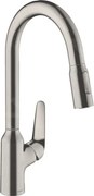 Hansgrohe Focus M42, dřezová baterie M429-H220 s výsuvnou sprškou, vzhled nerezavějící oceli, HAN-71800800