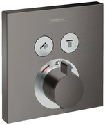 Hansgrohe Shower Select, termostatická baterie pod omítku na 2 spotřebiče, kartáčovaný černý chromová, 15763340