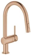 Grohe Minta - Dřezová baterie s výsuvnou sprškou, kartáčovaný Warm Sunset 32321DL2
