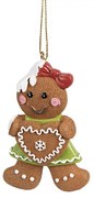 Hnědá vánoční závěsná ozdoba holčička Perníček Gingerbread - 5*1*8 cm