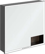 Villeroy & Boch My View+ - Zrcadlová skříňka s LED osvětlením 80x75x17 cm, 2 dvířka, Arizona Oak/matná černá B48280VH