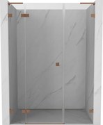 Mexen Lunar L, levé otočné sprchové dveře 140 cm, 8mm čiré sklo, měděný matný profil, 834SL-140-050-65-00-L