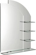 Aqualine Aqualine, WEGA zrcadlo 65x90cm, zaoblené, s policemi, 65028