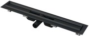 Alca Odtokové žlaby - Sprchový žlab 65 cm, s okrajem pro perforovaný rošt, černá mat APZ101BLACK-650