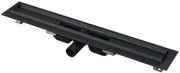 Alca - Sprchový žlab 65 cm, s okrajem pro perforovaný rošt, černá mat APZ101BLACK-650