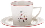 Bílý porcelánový šálek s vánočním motivem 110 ml Snowman – Dakls