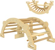 Montessori prolézačka pro vnitřní použití, dřevěný prolézací oblouk 2 v 1, pro děti od 2 do 4 let, 110x52x45 cm, přírodní dřevo