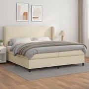 Box spring postel s matrací krémová 200x200 cm umělá kůže 3128933