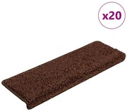 Schodové rohože 20 ks 65 x 21 x 4 cm hnědé s obdélníkovým okrajem 3365854