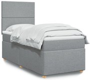 Box spring postel s matrací světle šedý 100 x 200 cm textil 3291184