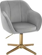 LuxuryForm DESIGN Otočná židle AVOLA VELUR na zlatém kříži - světle šedá