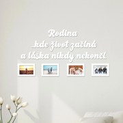 dřevo života Dřevěný fotorámeček Rodina kde života začíná Zvolte barvu dekoru: Bílá, Velikost fotografie: 9x13