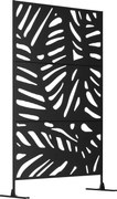 Zahradní závěs Outsunny 122 x 198 cm - balkonový závěs se stojanem, příčka, rozdělovací panel s listovým vzorem pro terasu, zahradu, ocel, černý | Aos