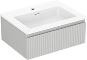 Mexen Rivel, koupelnová skříňka 60 cm s umyvadlem Otis, 1 zásuvka, drážkovaná, šedá matná/bílá, 91A20-06023-1-BF62-W18M01