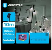 Aigostar - LED Solární vánoční řetěz 20xLED/8 funkcí 11,5m IP65 studená bílá