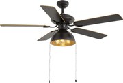 Stropní ventilátor černý s béžovou barvou 130 cm s tahovým spínačem - Mistral Magna