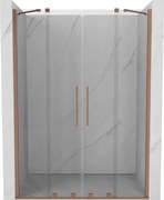 Mexen Velar Duo, posuvné dveře do otvoru 140x200 cm, 8mm čiré sklo, měděná matná, 871-140-000-02-65
