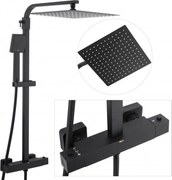 Erga Goba, sprchová souprava s termostatickou baterií a dešťovou hlavicí 30x30 cm, černá matná, ERG-YKA-BP.GOBA-THERM-30-BLK