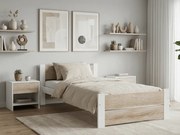 Postel IKAROS DOUBLE 90 x 200 cm, bílá/dub sonoma Rošt: S laťkovým roštem, Matrace: Matrace Deluxe 10 cm
