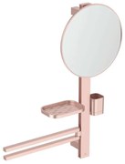 Ideal Standard ALU+ - Zrcadlo s držákem ručníků, poličkou a pohárkem na kartáčky a pastu, rosé BD588RO