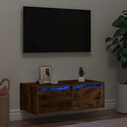TV skříňka s LED osvětlením kouřový dub 75x35,5x25 cm