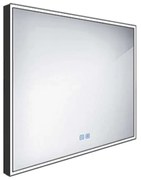 Nimco Zrcadla - Zrcadlo s LED osvětlením, 80x70 cm, dotykový senzor, matná černá ZPC 13003VX-90