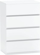 HOMCOM Komoda s 4 Zásuvkami - Moderní Úložný Kabinet pro Obývací Pokoj, Ložnici, Chodbu, Bílá, 55 x 33 x 80 cm | Aosom