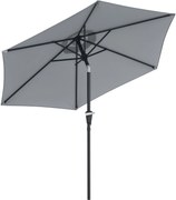 Zahradní deštník Outsunny Ø230 cm s nastavitelným sklonem a ručním křivým, voděodolný deštník pro terasu šedý | Aosom