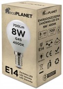 ecoPLANET LED žárovka G45 - E14 - 8W - 700lm - studená bílá