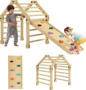 AIYAPLAY Dětský 3-v-1 Skládací Lezecký Rám pro Děti ve Věku 18-48 Měsíců s Klouzačkou 175x70x89 cm Mnohobarevný | Aosom