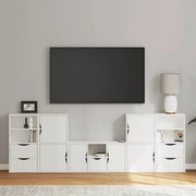 5 kusů TV skříněk s úložným prostorem bílá Borovicový masiv 3365383