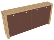 Střední šatní skříň Verno+ 260 x 46 x 130 cm, skleněné dveře, dub světlý / hnědá