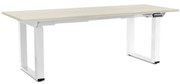 Výškově nastavitelný stůl OfficeTech Strong 200 x 80 cm, bílá podnož, bílý jasan