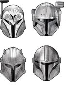 Komar Samolepka na zeď Star Wars The Mandalorian Helmets 50 x 70 cm, 4dílná