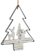 Závěsná dekorace anděl a jelen ve stromku Christmas Tree - 21*5*28 cm