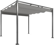 Outsunny vysouvací pergola 3 × 3 m — 180 g/m² UV-odolná plachta, magnetické zajištění, práškově lakovaný ocelový rám | Aosom