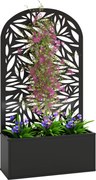 Outsunny vyvýšený truhlík s listovým trelážem — kovový květináč 61 × 23 × 113 cm pro zahradu, balkon a terasu | Aosom