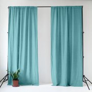 Tyrkysový lněný závěs 140x330 cm Coastal Blue – Linen Tales