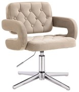 LuxuryForm DESIGN Židle ADRIA VELUR na stříbrném kříži - latte