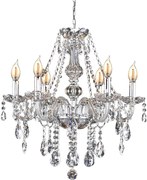Toolight - Křišťálový závěsný lustr 6xE14 60W 392183, stříbrná, OSW-04007